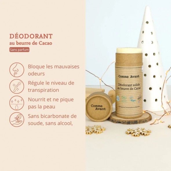 Déodorant Solide au beurre de Cacao Comme Avant – Bio